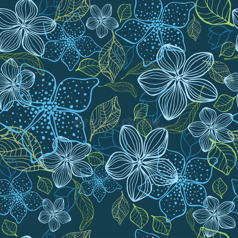 Seamless Floral Hand Drawn Detailed Pattern Stock Vector - Illustration ...