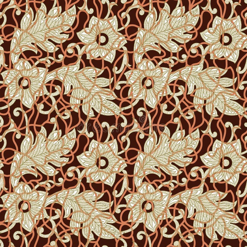 Seamless Floral Leaves Abstract Pattern Stock Illustration ...