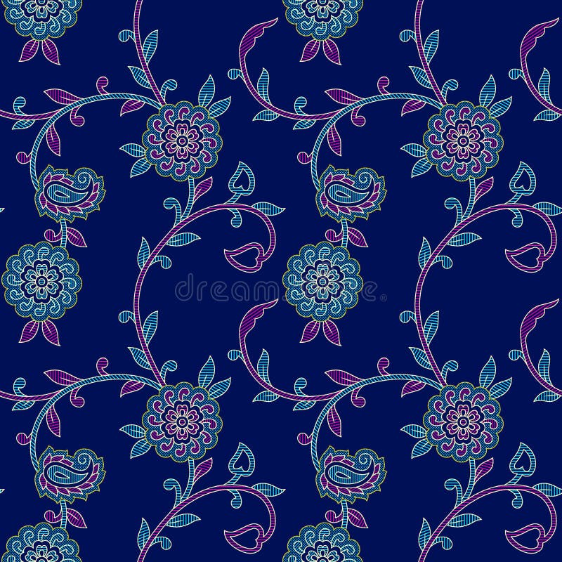 Paisley Colorful Seamless Pattern. Vector Floral Bright Background with ...