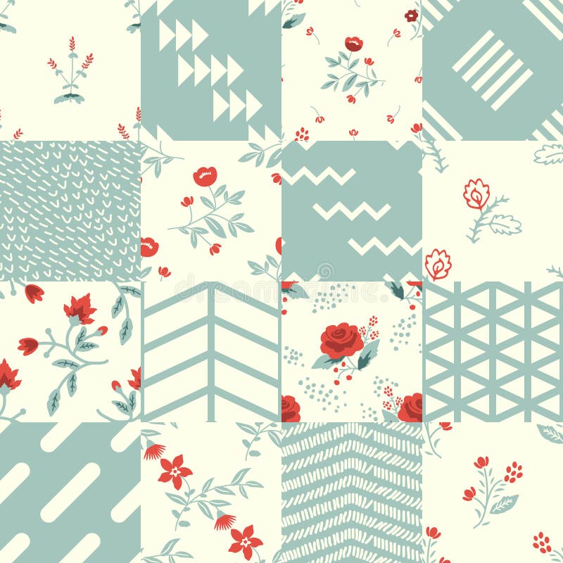 Seamless floral patchwork stock vector. Illustration of print - 153976923