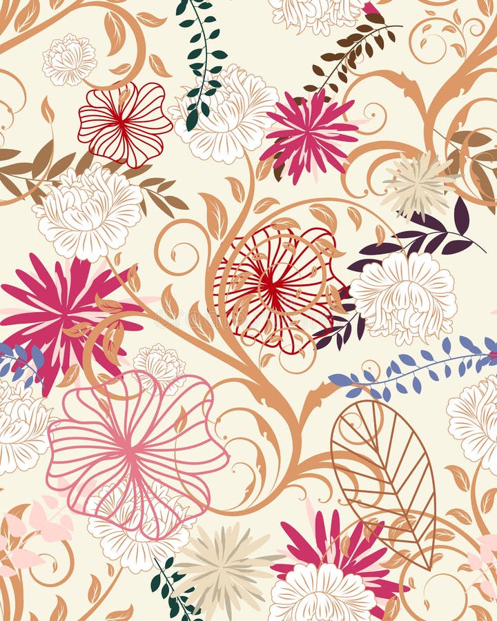 Seamless floral pattern, stock vector. Illustration of nature - 18921285