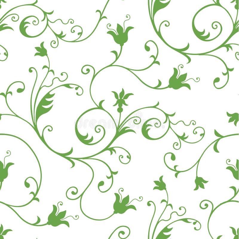 Seamless Green Floral Pattern Stock Vector - Illustration of repeating ...