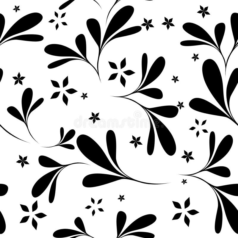 Black and White Flowers Seamless Repeat Pattern Stock Vector ...