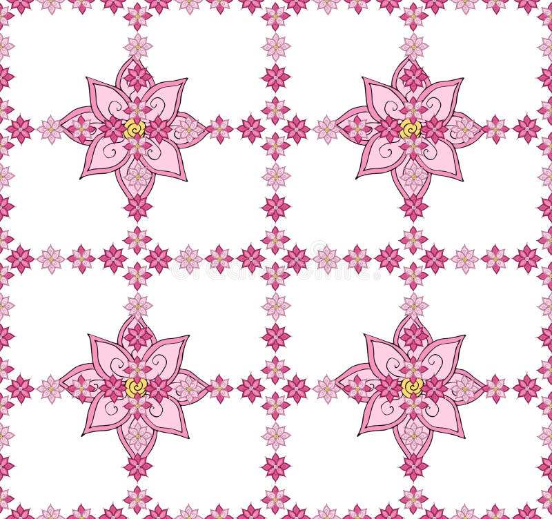 Seamless Floral Pattern. Beautiful Checkered Background with Pink ...