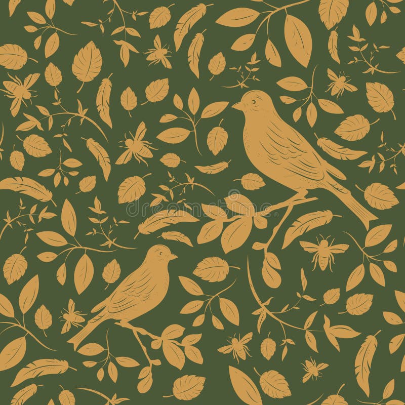 Seamless Floral Pattern with Birds Stock Vector - Illustration of ...