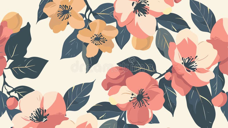 Elegant Seamless Floral Pattern with Blooming Flowers - Professional ...
