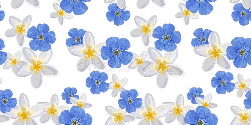 Seamless Floral Pattern with Blue Flowers. Realistic Small Flowers ...