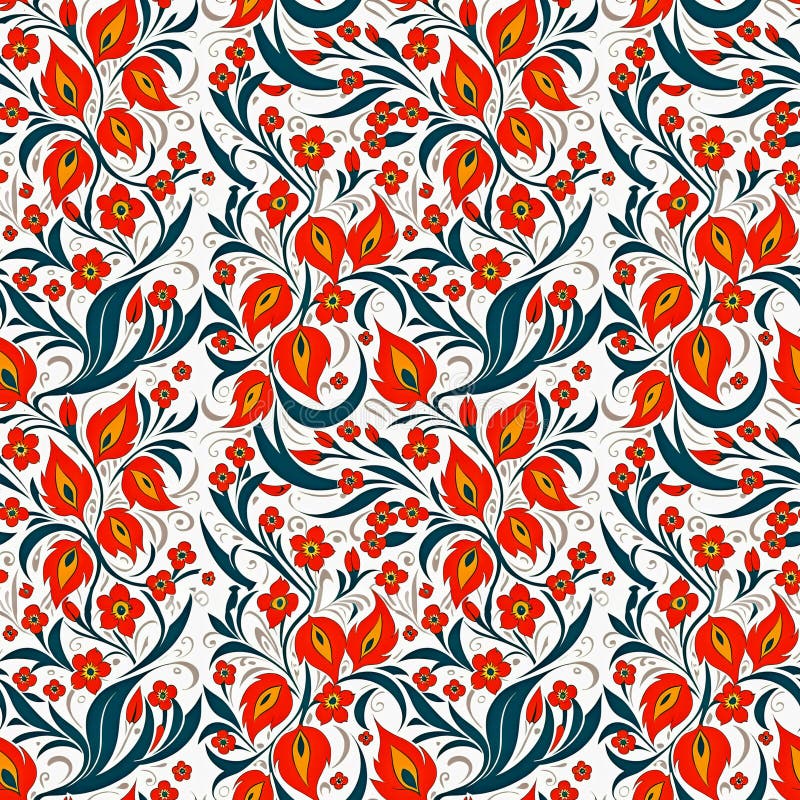 Seamless Floral Pattern with Bright Primitive Patterns Stock ...