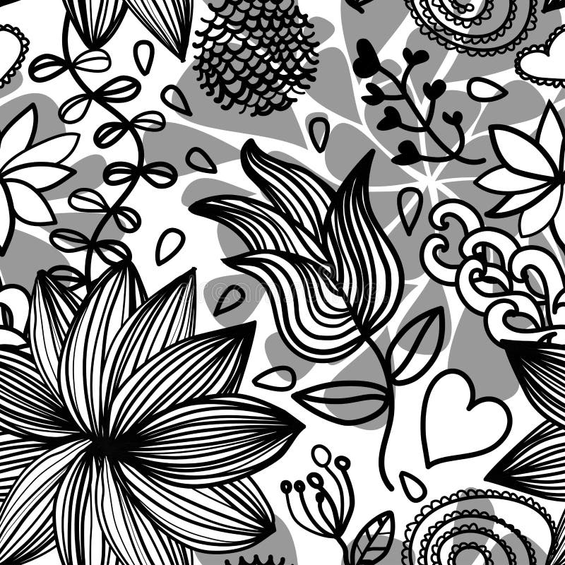 Seamless Pattern with Flowers and Leaves. Stock Vector - Illustration ...