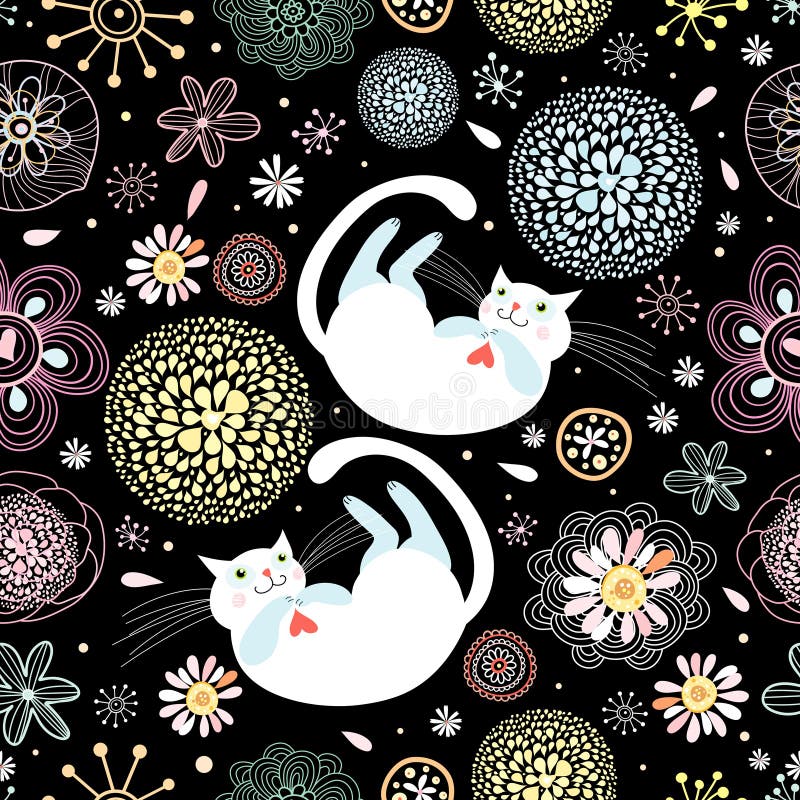 Pattern of Portraits of Cats Stock Vector - Illustration of graphics ...