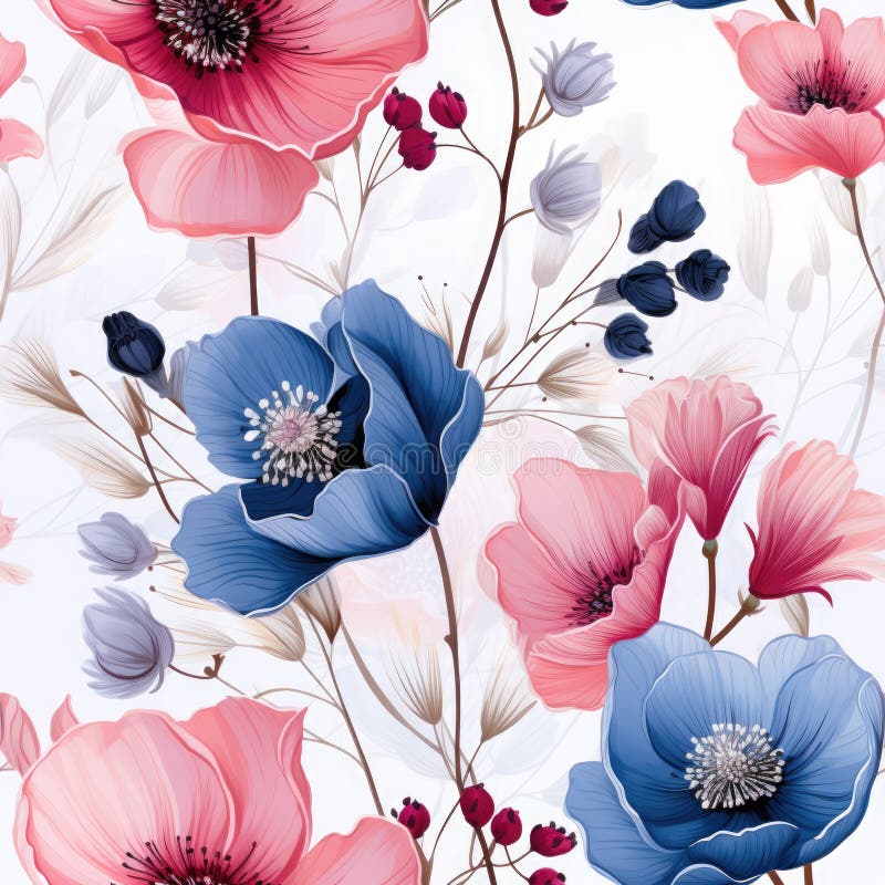 Seamless Floral Pattern. Compositions with Single, Isolated, and ...