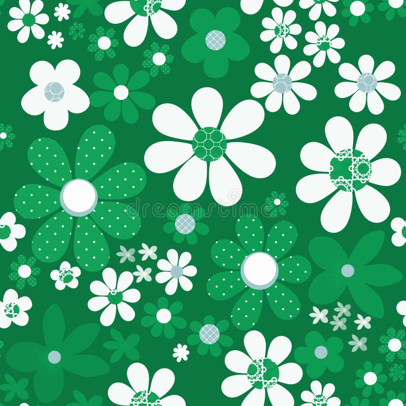 Seamless Floral Pattern with Cute Cartoon Flowers Background Stock ...