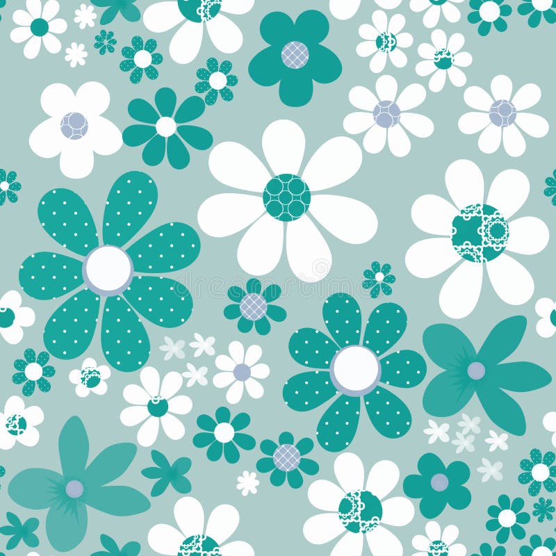 Seamless Floral Pattern with Cute Cartoon Flowers Background Stock ...