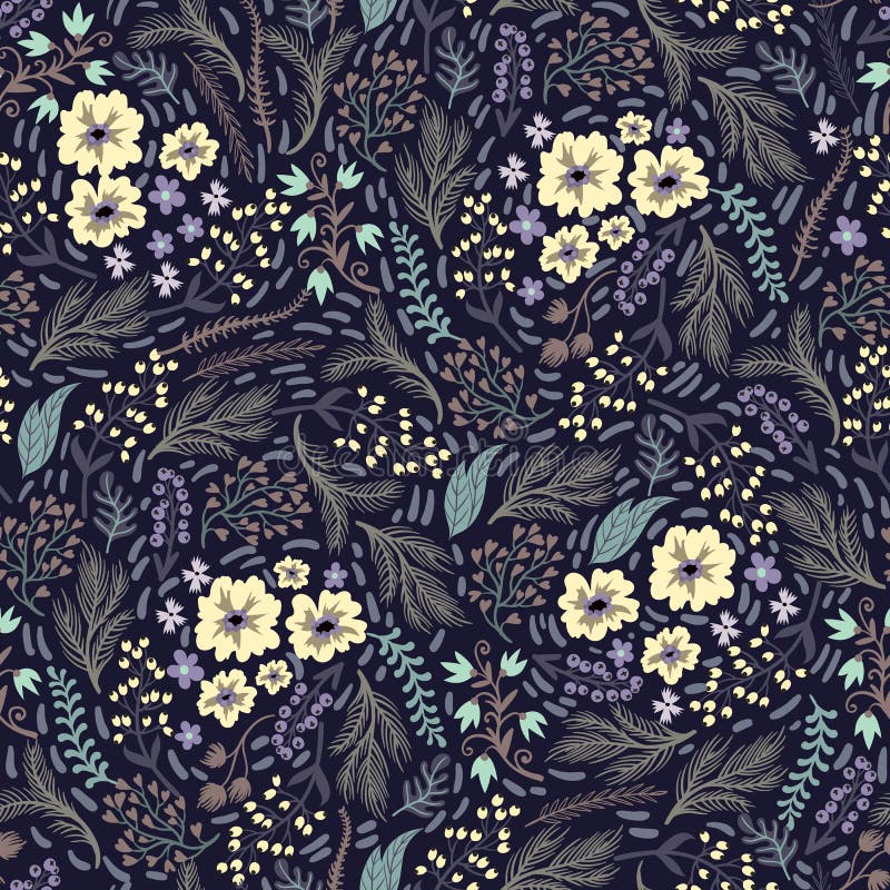 Seamless Floral Pattern with Cute Small Ditsy Flowers. Vector ...