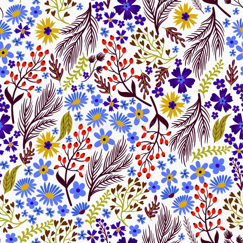 Seamless Floral Pattern with Cute Small Ditsy Flowers. Vector ...