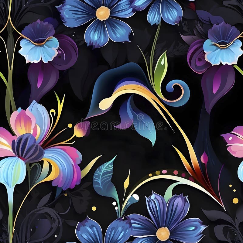 Seamless Floral Pattern with a Dark Twist. Stock Illustration ...