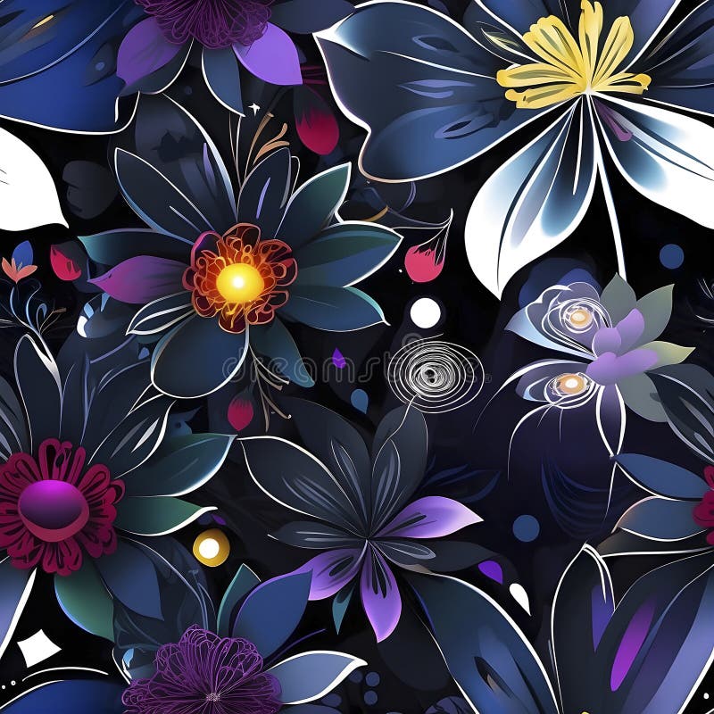 Seamless Floral Pattern with a Dark Twist. Stock Illustration ...