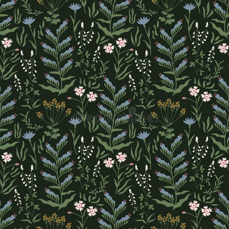 Seamless floral pattern stock vector. Illustration of plant - 338500192