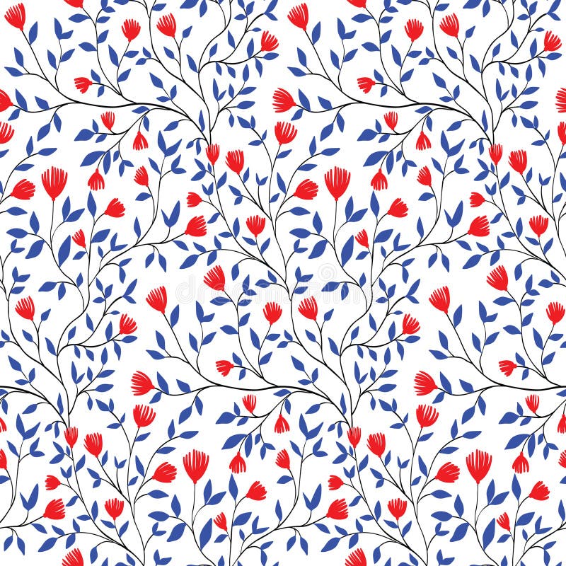 Seamless Floral Pattern with Flowers Branches. Rustic Ditsy Print ...