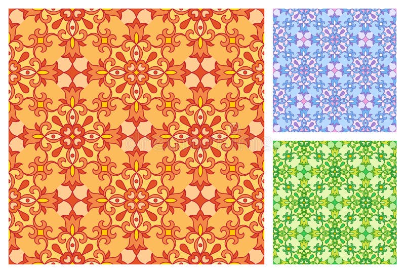 Seamless Floral Pattern in Different Color Schemes Stock Vector ...