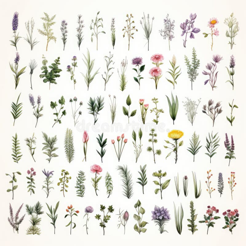 Seamless Floral Pattern with Different Types of Flowers. Stock ...