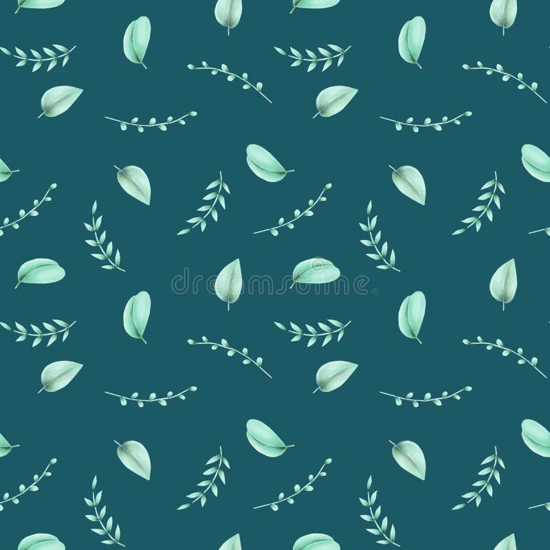 Seamless Floral Pattern with Eucalyptus Leaves Stock Illustration ...
