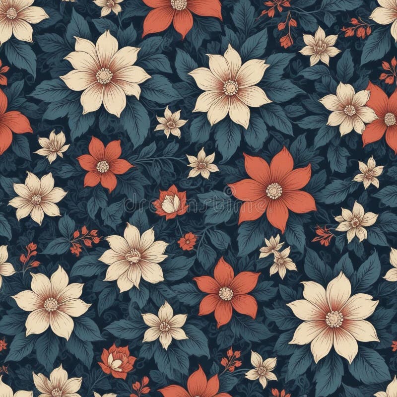 Seamless Floral Pattern on Uniform Background Stock Illustration ...