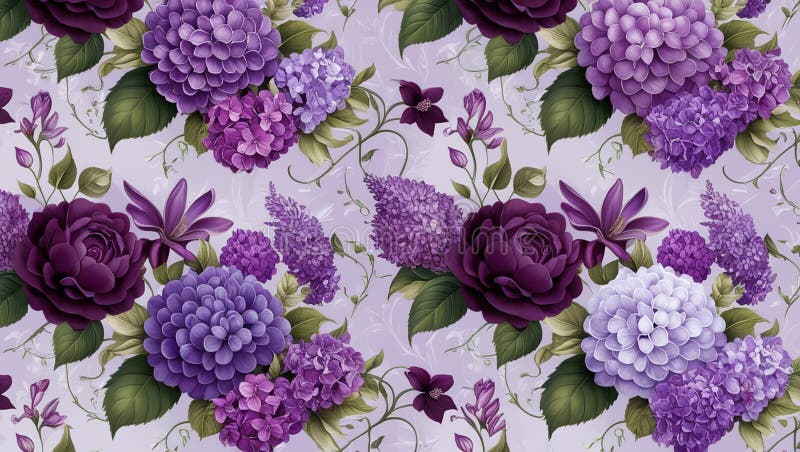 A Seamless Floral Pattern Featuring an Array of Flowers in Various ...