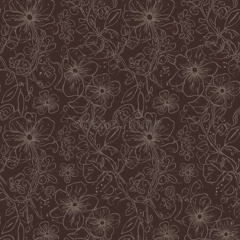Seamless Floral Pattern Featuring Delicate, Light-colored Line Drawings ...