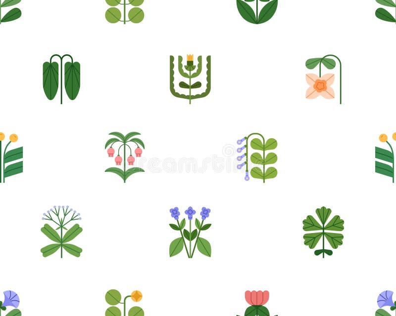Seamless Floral Pattern. Flower Branches, Botanical Background Stock ...