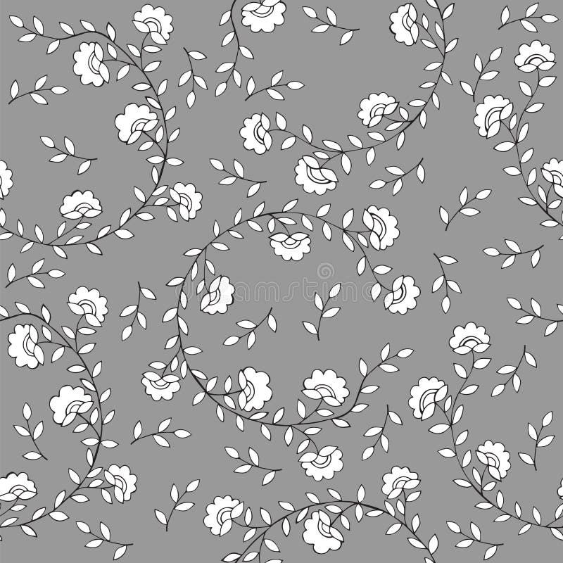 Seamless Floral Pattern on the Gray Background Stock Vector ...
