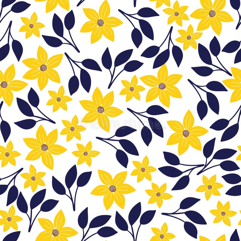 Seamless Floral Pattern with Hand Drawn Tickseed Flower. Creative ...