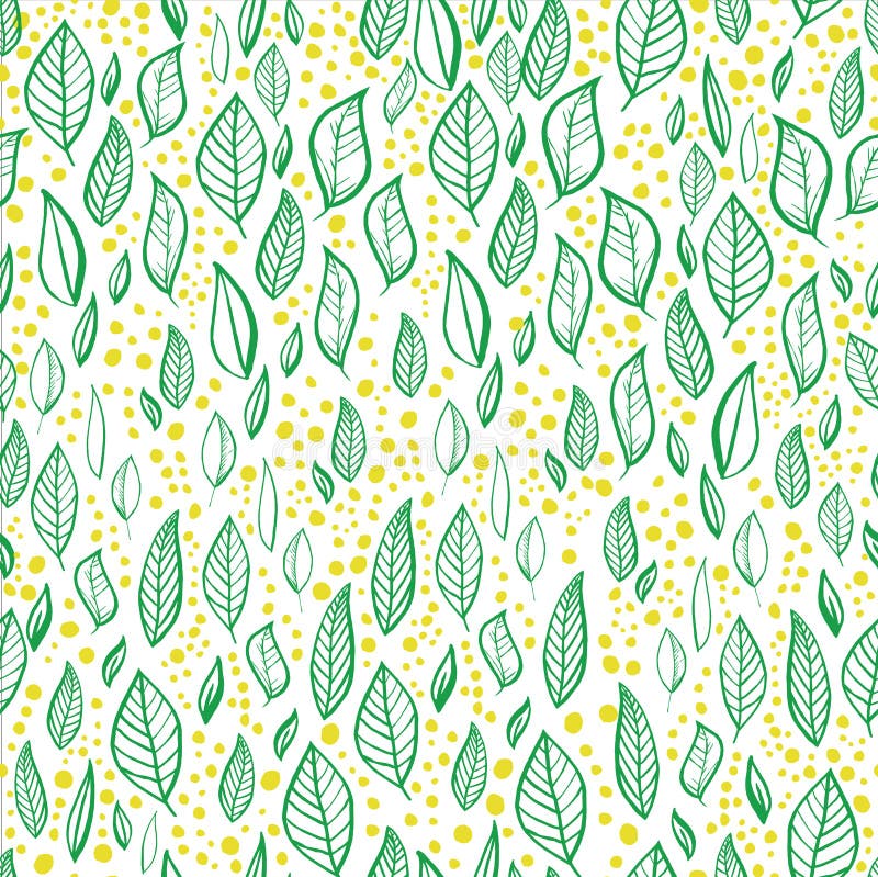 Seamless Floral Pattern. Hand Drawn Traced Leaves Stock Illustration ...