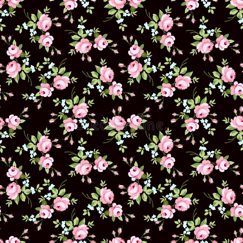Seamless Floral Pattern with Big and Little Pink Roses Stock Vector ...
