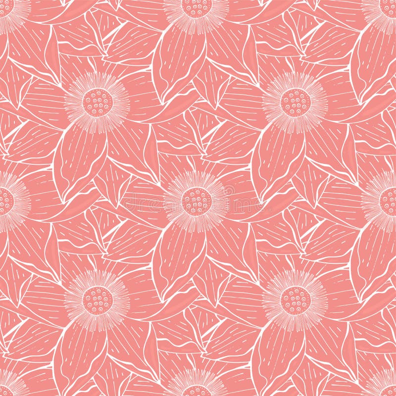 Seamless Floral Pattern with Pink Lotus Flower Stock Vector ...