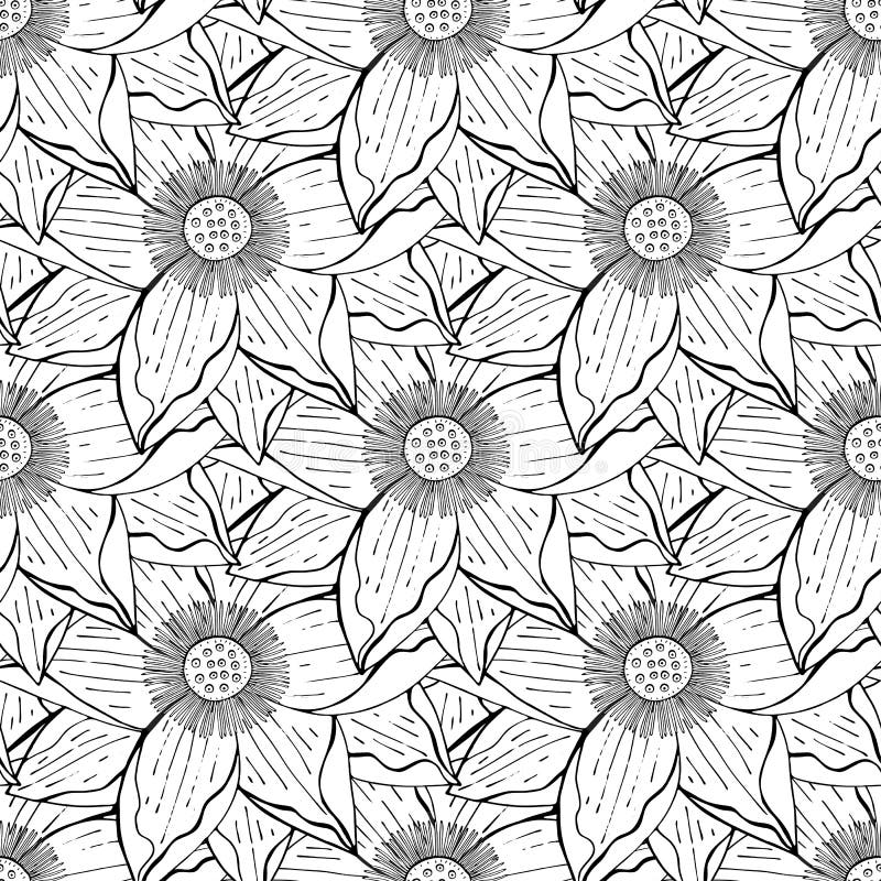 Seamless Floral Pattern with Lotus Flower Stock Illustration ...