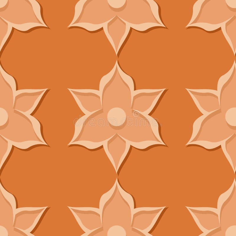 Seamless Floral Pattern. Orange 3d Designs Stock Vector - Illustration ...