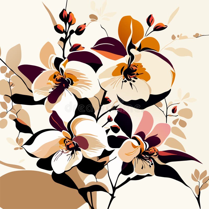 Seamless Floral Pattern With Orchids Vector Illustration Stock Vector