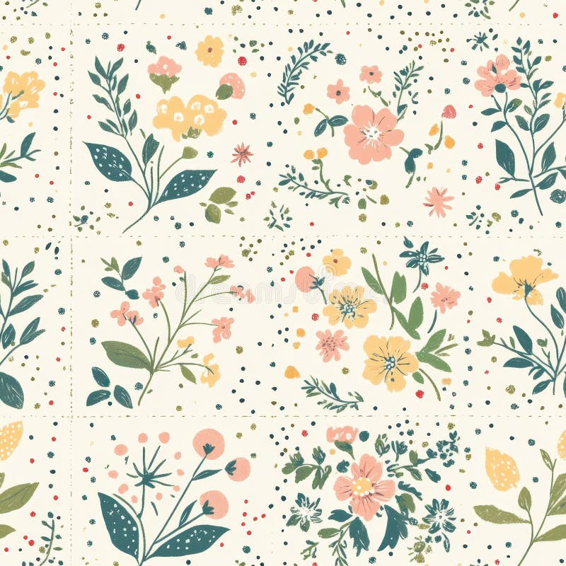 Seamless Floral Pattern with Pastel Colors and Summer Vibes Stock Image ...