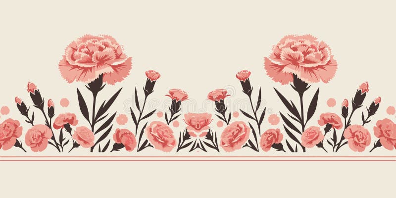 Seamless Floral Pattern with Pink Carnation Flowers, Floral Wallpaper ...