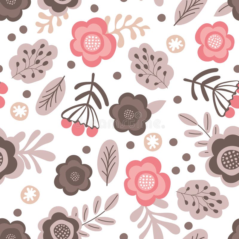 Seamless Floral Pattern with Pink Flowers. Stock Vector - Illustration ...