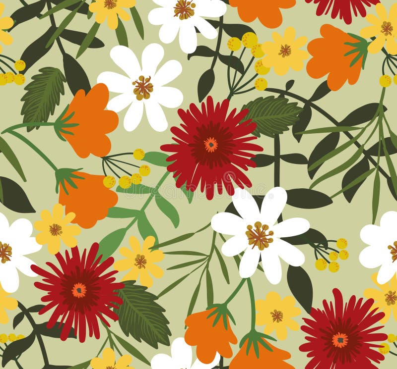 Seamless Floral Pattern. Plant Vector Background Stock Vector ...