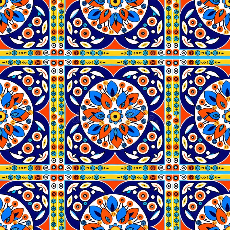 Seamless Floral Pattern with Primitive Elements Stock Illustration ...