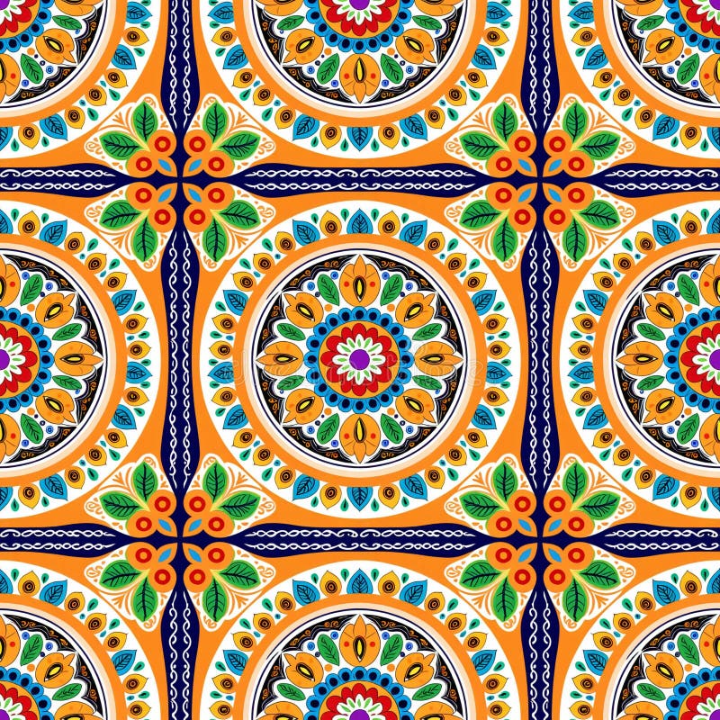 Seamless Floral Pattern with Primitive Elements Stock Illustration ...