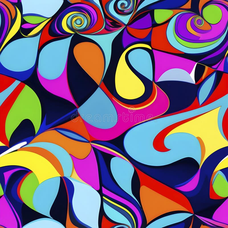 Seamless Floral Pattern with a Psychedelic Twist. Stock Illustration - Illustration of leaves ...