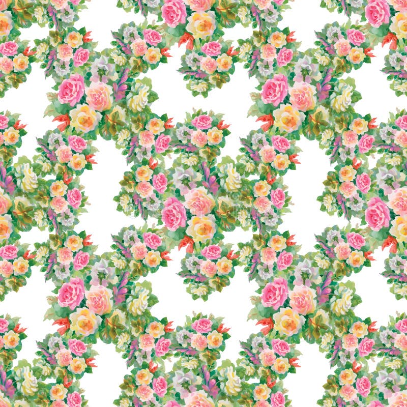 Seamless Floral Pattern with of Red and Orange Roses Stock Vector ...