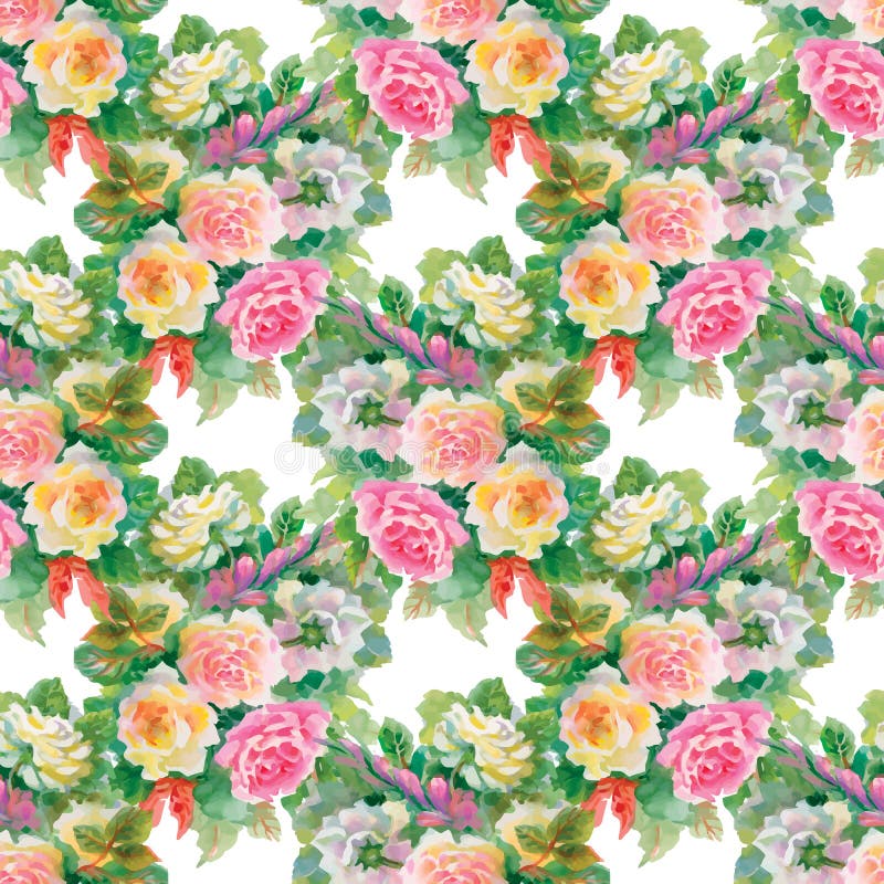 Seamless Floral Pattern with of Red and Orange Roses Stock Vector ...