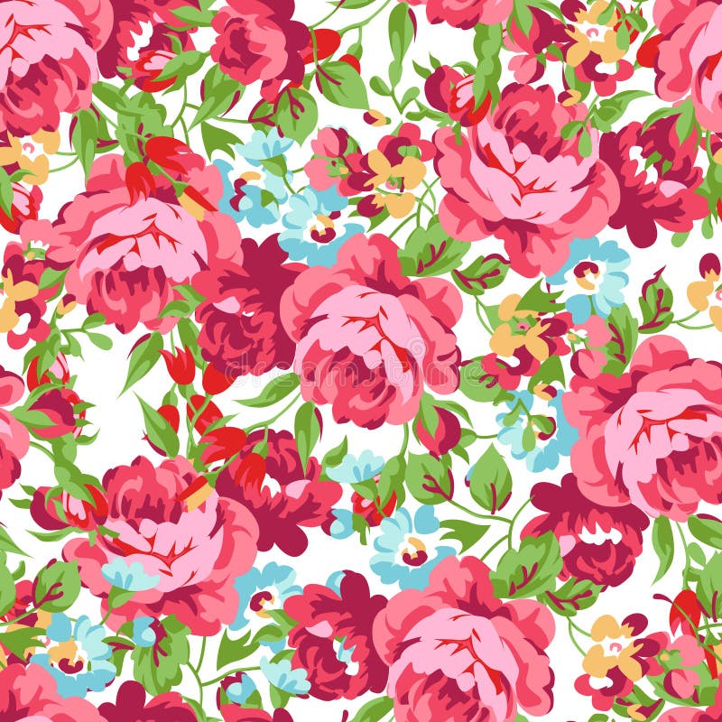 Seamless Floral Pattern with Red Roses Stock Vector - Illustration of ...
