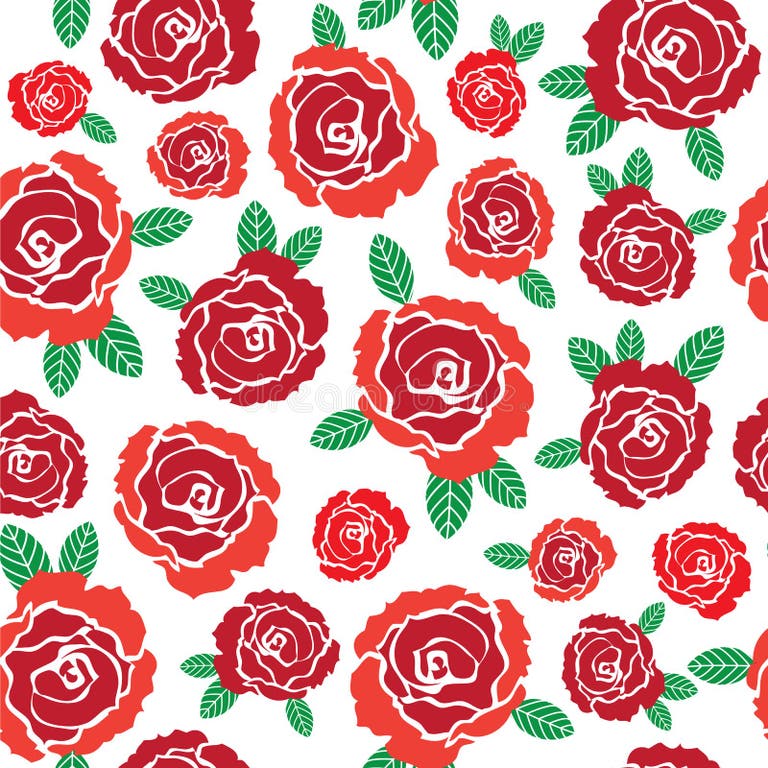 Vector Red Roses Seamless Pattern Illustration Stock Vector ...
