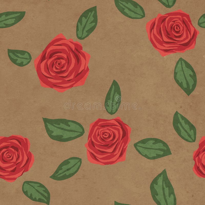 Seamless Floral Pattern with Red Roses on Paper Background Stock ...